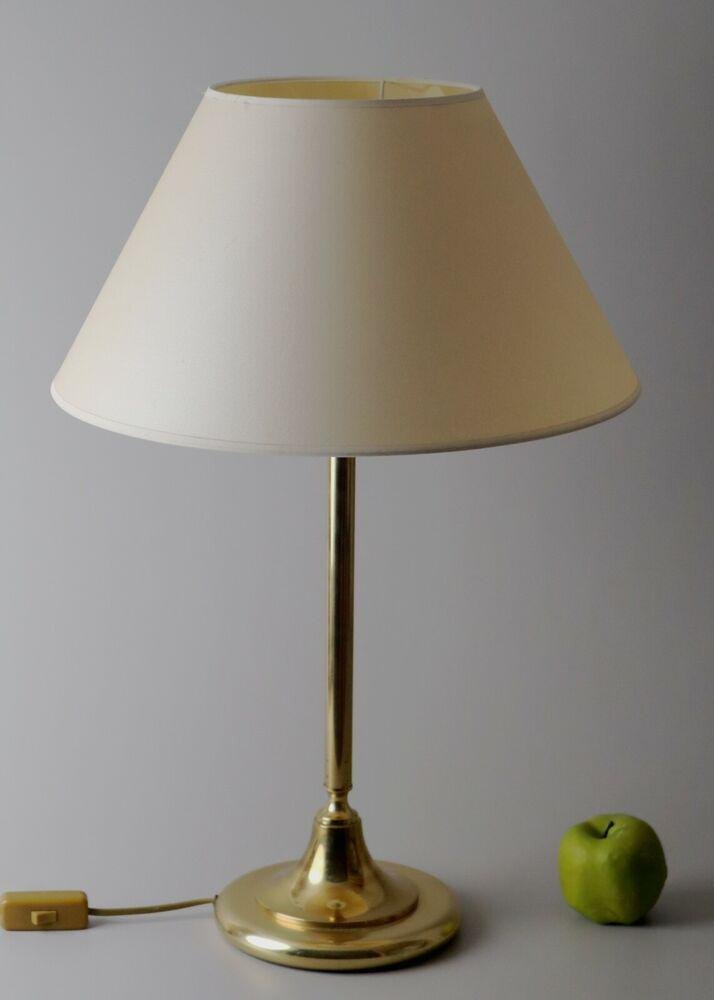 High Table Lamp in Brass & Fabric for sale at Pamono