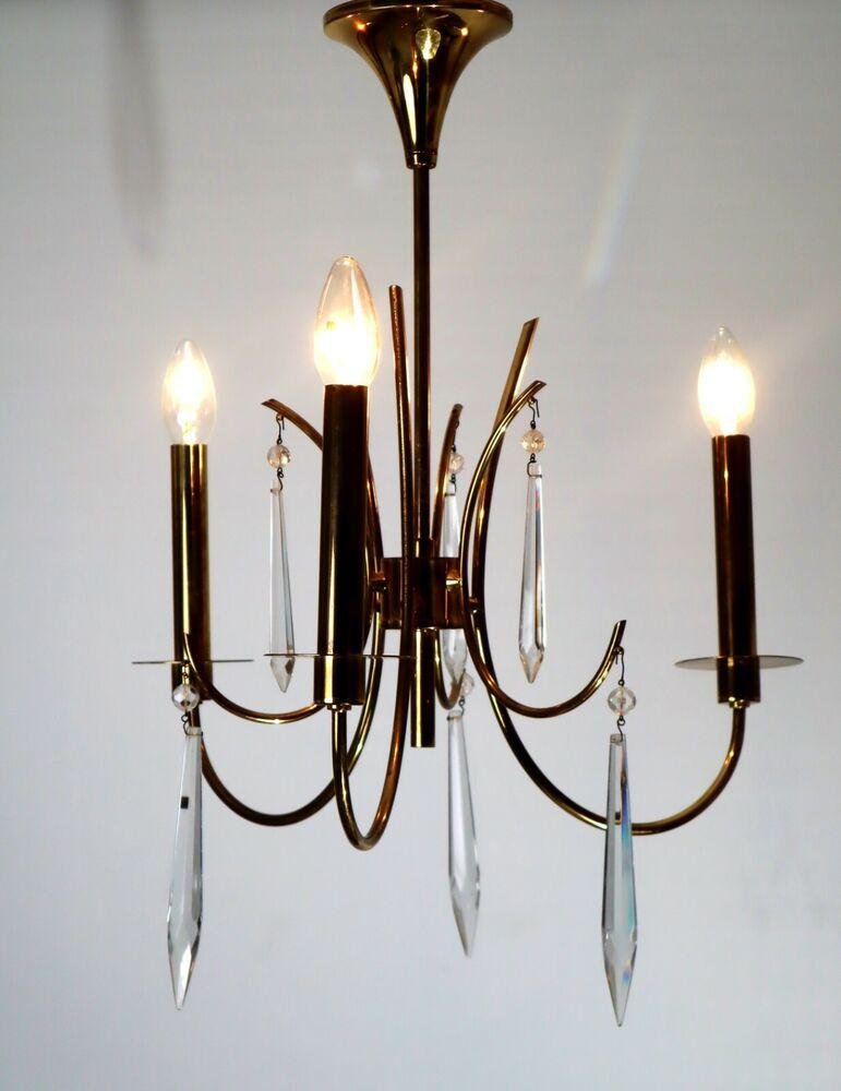 Lead Crystal Glass Chandelier in the Style of Stilnovo, 1970s for sale ...