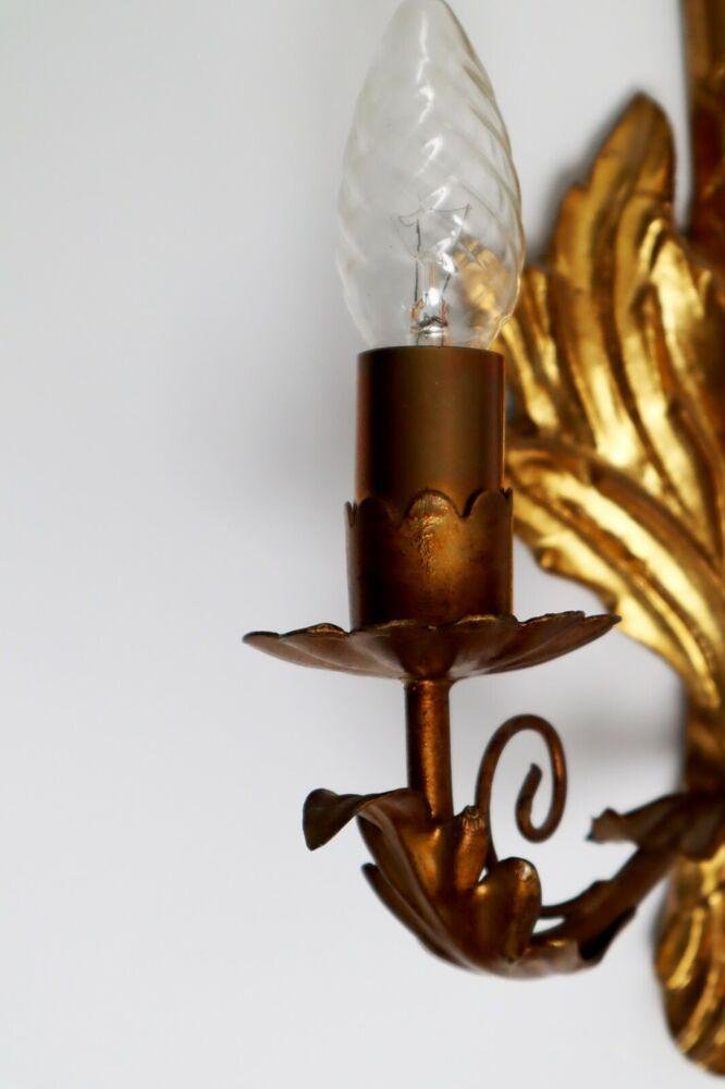 Wall Lamp Hollywood Regency Italian Gold -Plated Wood Baroque ...