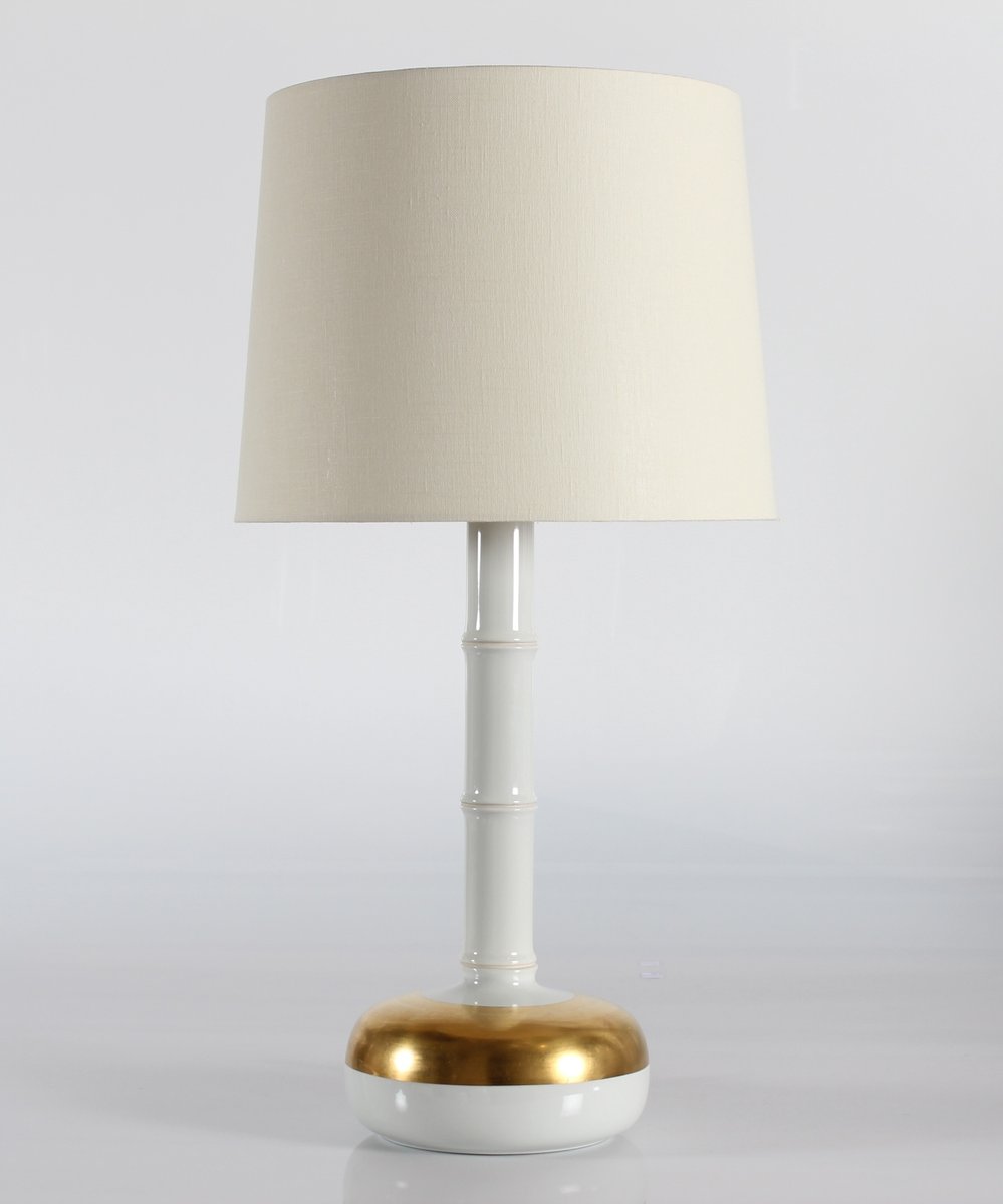Tall Table Lamp with White & Gilded Glaze from Royal Copenhagen ...