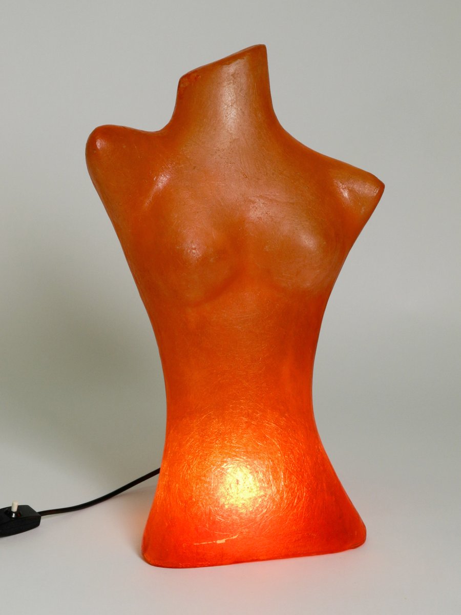 Woman's Torso Table Lamp in Red Fiberglass, 1960s for sale at Pamono
