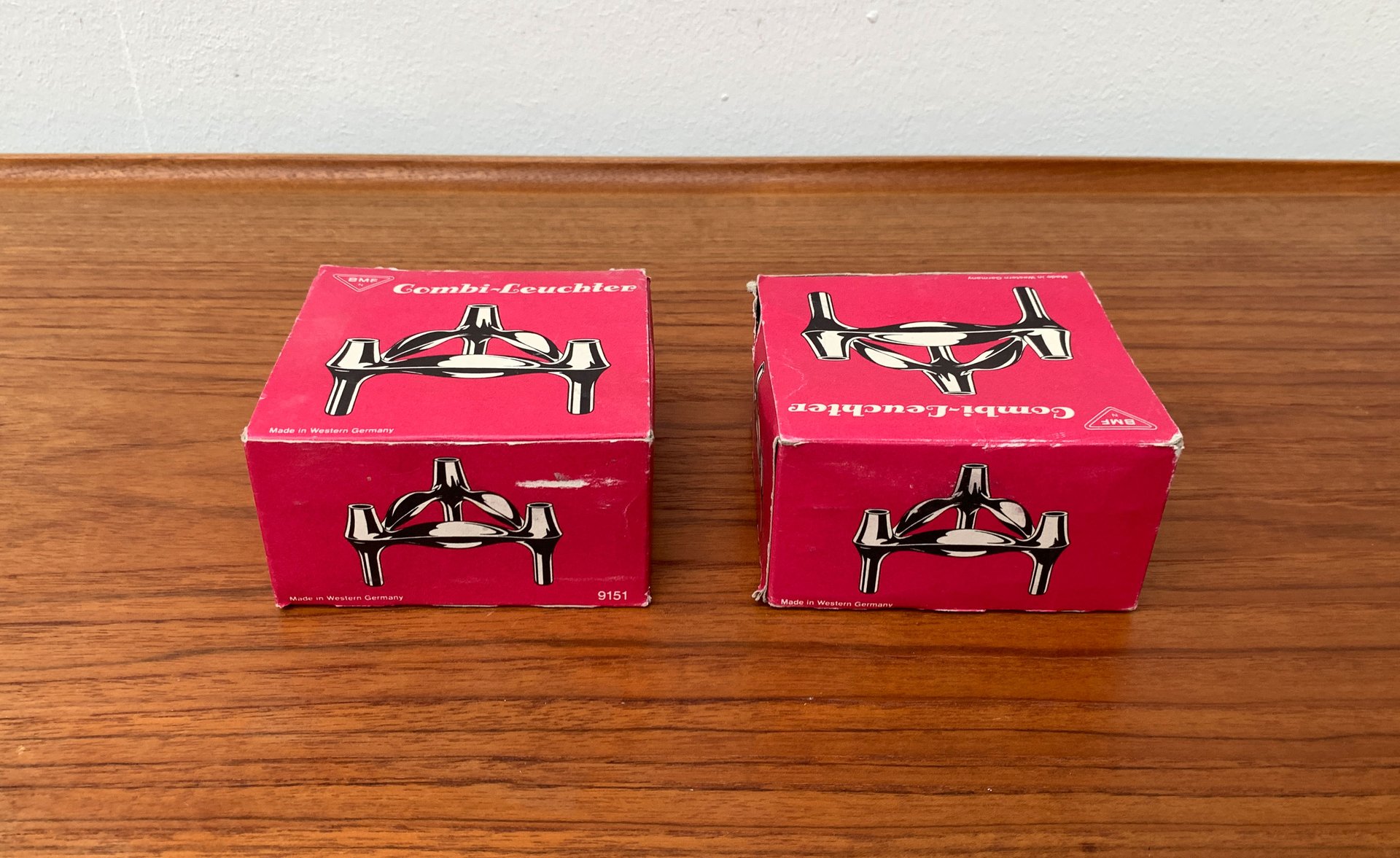 Stapelbarer deutscher Mid-Century Kerzenhalter von BMF, 1960er, 2er Set ...