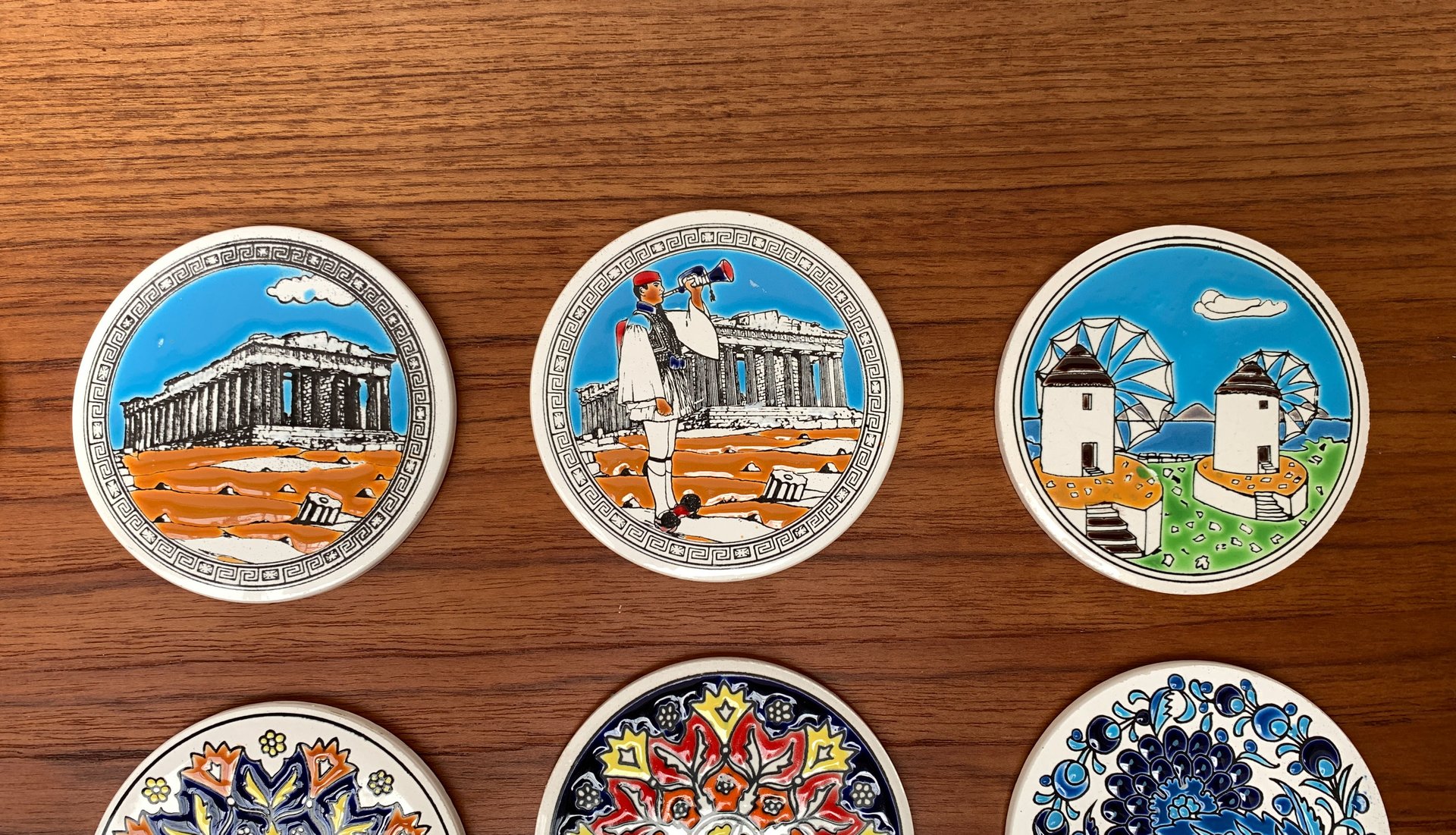Vintage Greek Ceramic Handmade Coaster from Lito Niarchos, Set of 13 ...