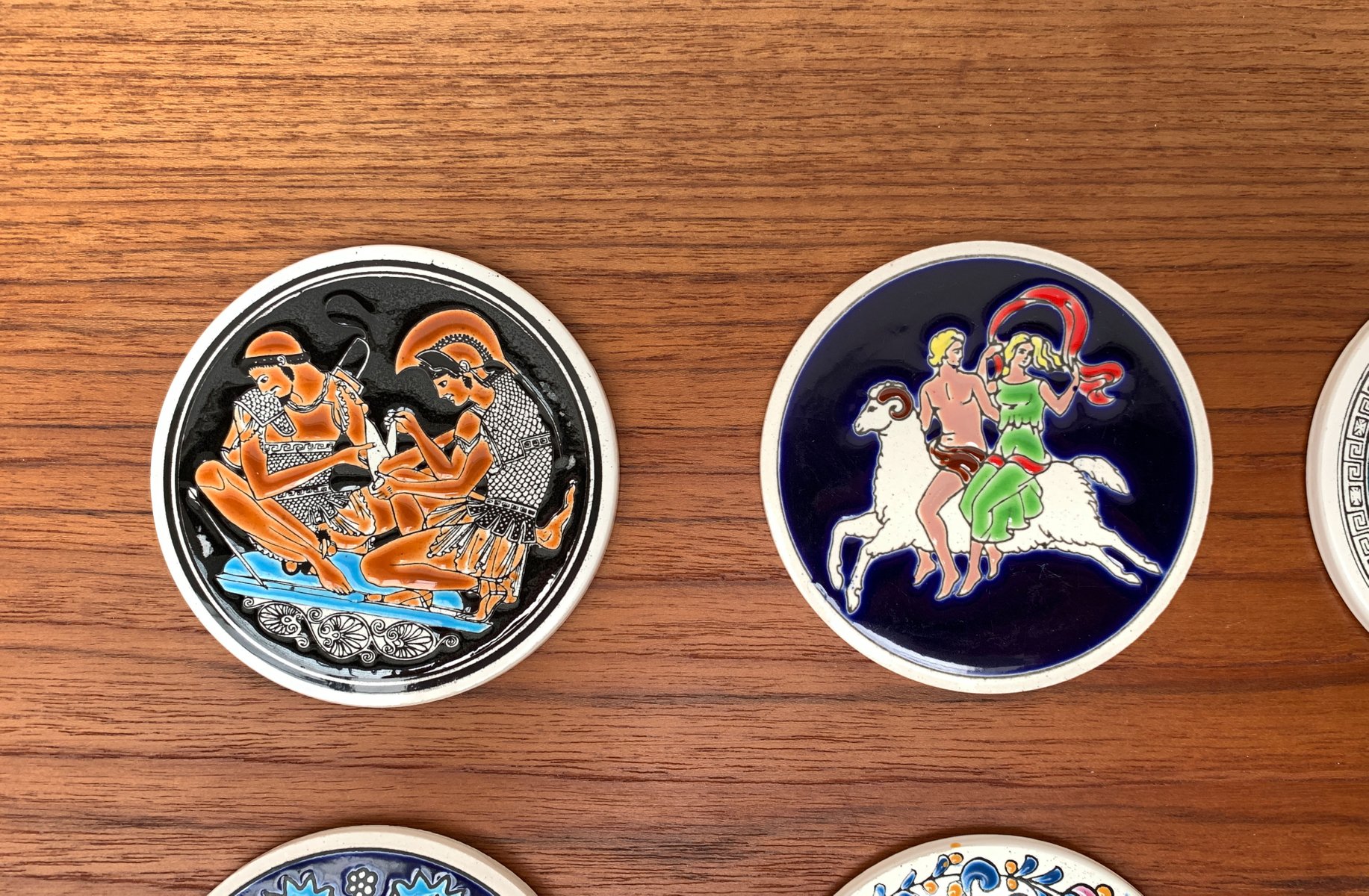 Vintage Greek Ceramic Handmade Coaster from Lito Niarchos, Set of 13 ...