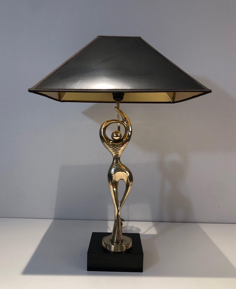 Messing Lampe für eine stilisierte Tänzerin, 1970er bei Pamono kaufen