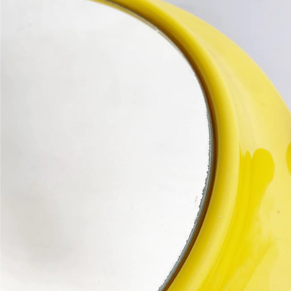 Modern Italian Yellow Plastic Round Mirror, 1980s for sale at Pamono