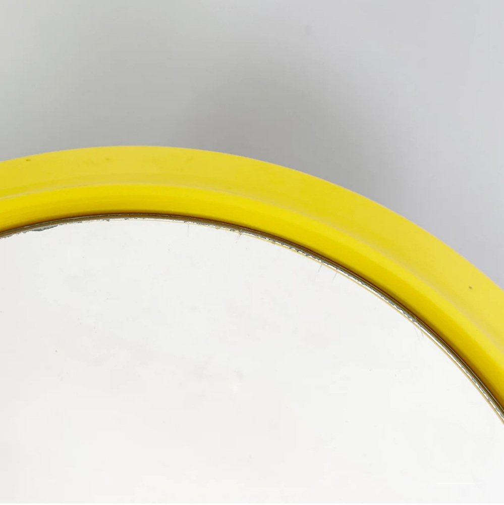 Modern Italian Yellow Plastic Round Mirror, 1980s for sale at Pamono