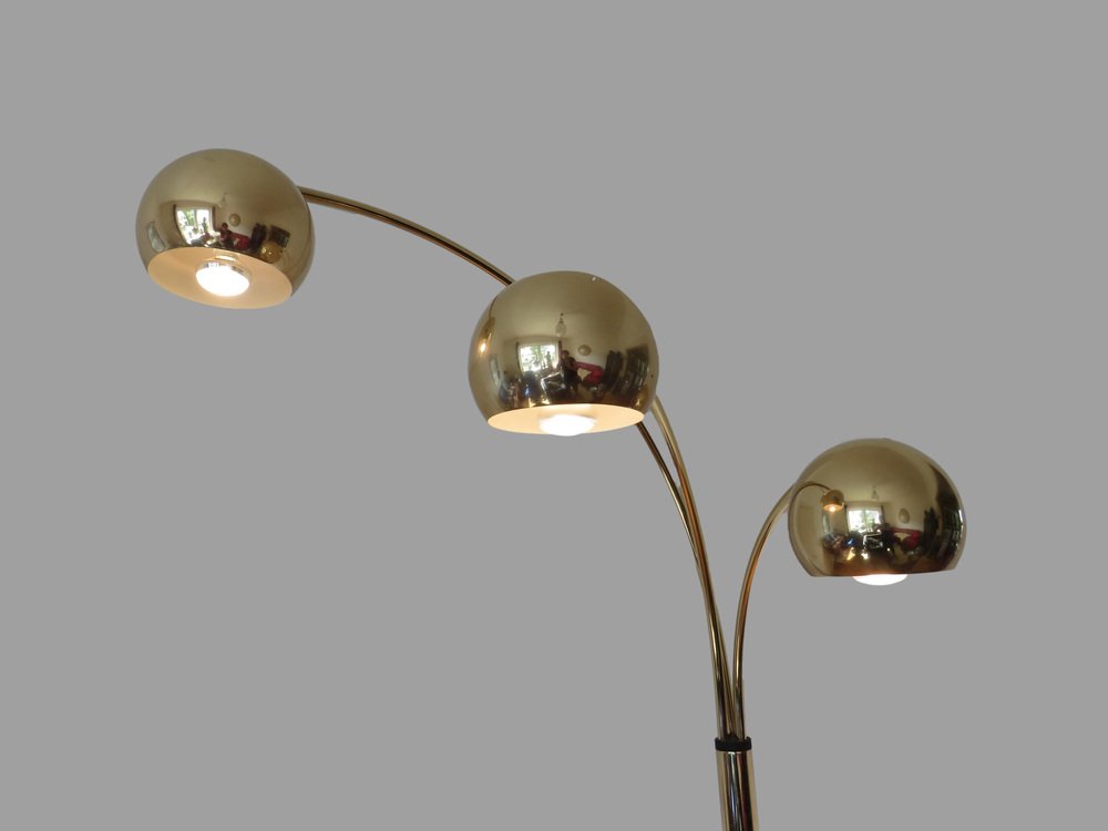 Space Age Arch Floor Lamp in Brass, 1970s for sale at Pamono