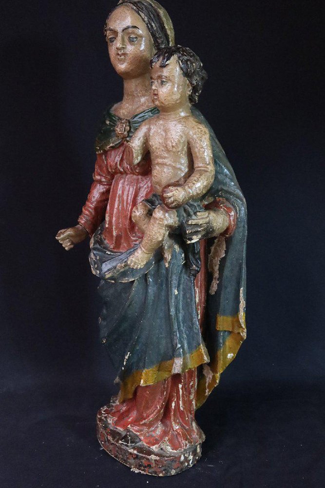 Sculpture of Virgin and Child, 1700s, Oak for sale at Pamono