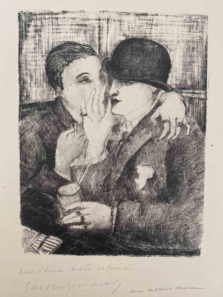 Luc-Albert Moreau, The Whisper, Original Lithograph, Early 20th Century ...
