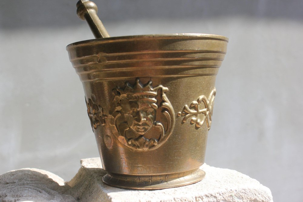 Vintage Messing Mörser Gewürz Handmühle und Stößel, Liebe, Kochgeschenk ...