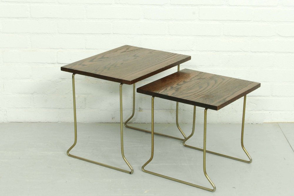 Vintage Teak Wooden Nesting Tables attributed to Brabantia, 1960s, Set ...