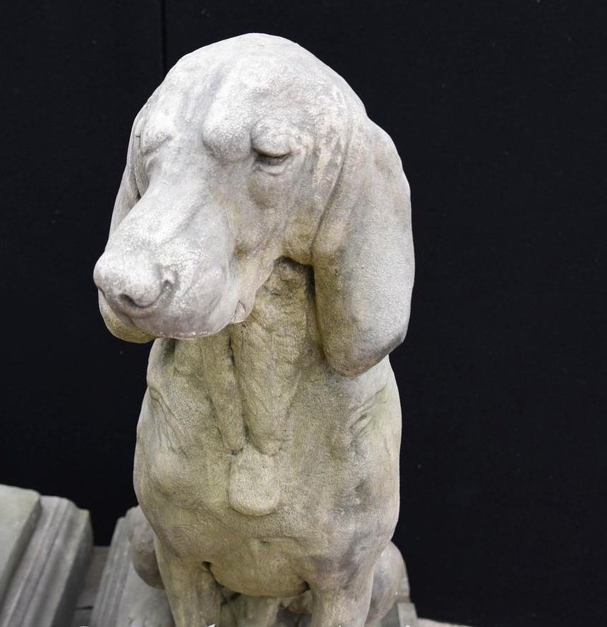 Large English Stone Guard Dogs Garden Statue, Set of 2 for sale at Pamono