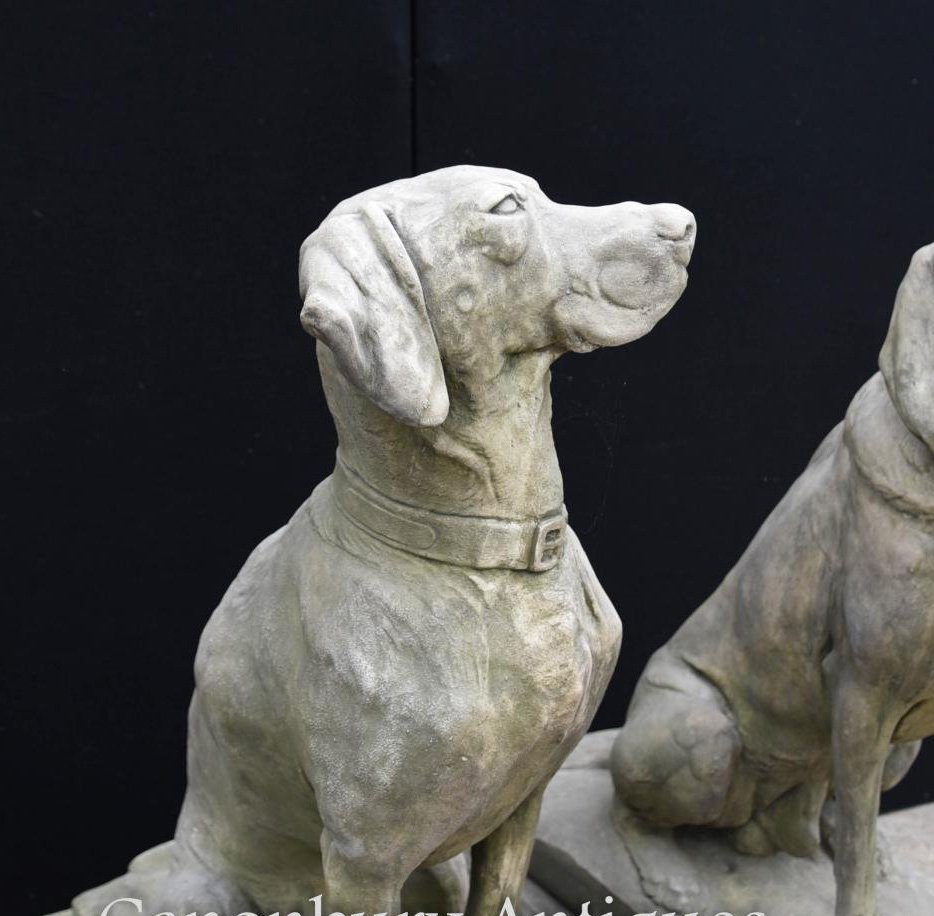 Large English Stone Guard Dogs Garden Statue, Set of 2 for sale at Pamono