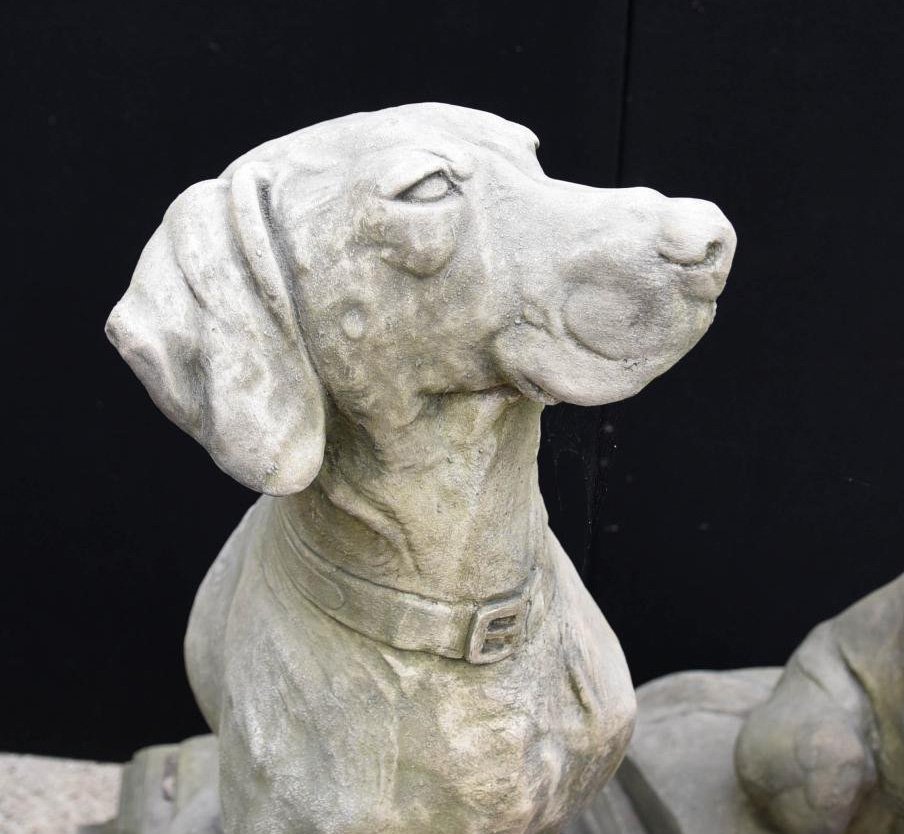 Large English Stone Guard Dogs Garden Statue, Set of 2 for sale at Pamono