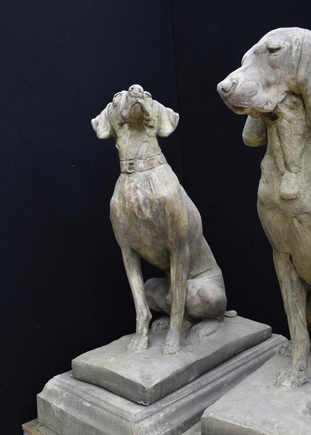 Large English Stone Guard Dogs Garden Statue, Set of 2 for sale at Pamono