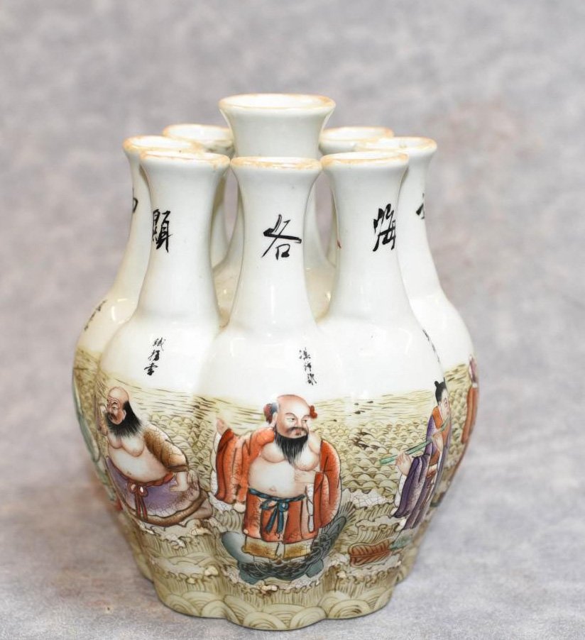 Chinese Qianlong Porcelain Crocus Vase with Hand Painted Multi Stem for ...
