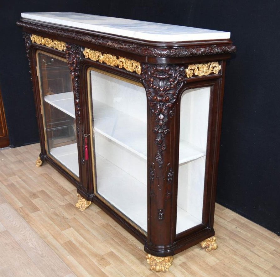 French Rosewood Sideboard in Carved Display Cabinet for sale at Pamono