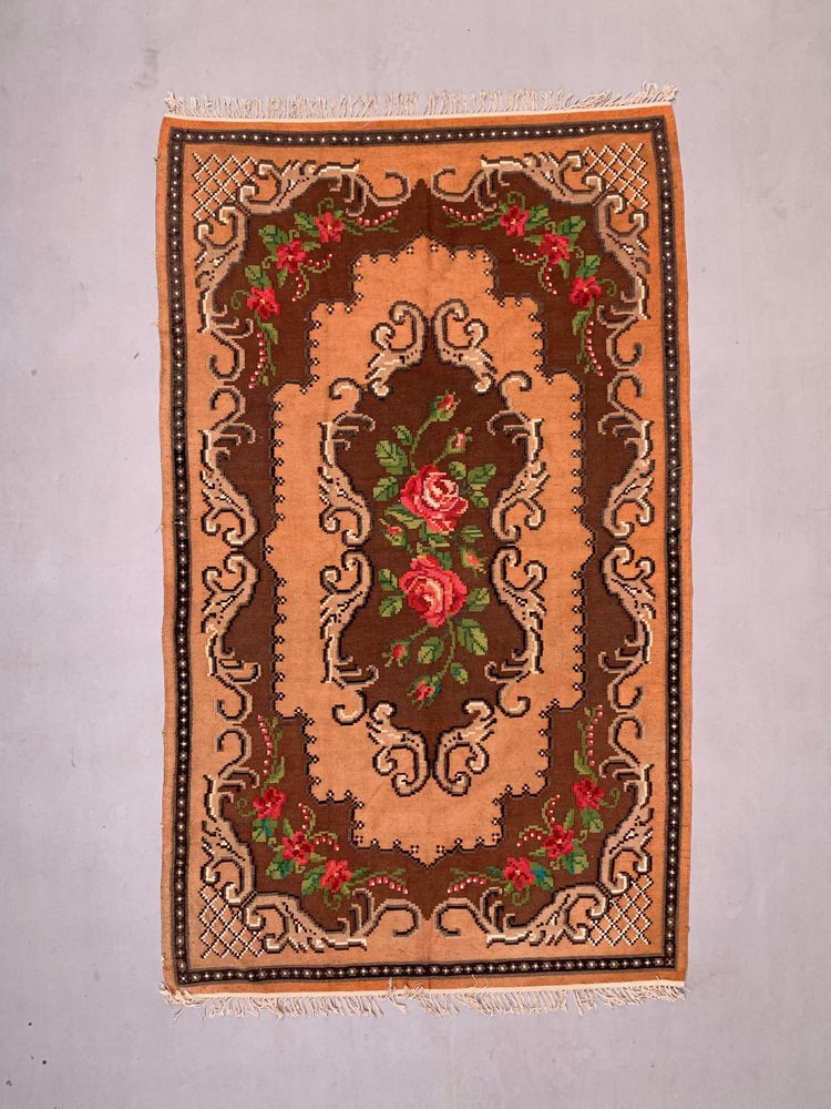 Large Vintage Moldovan Wool Square Kilim Rug for sale at Pamono