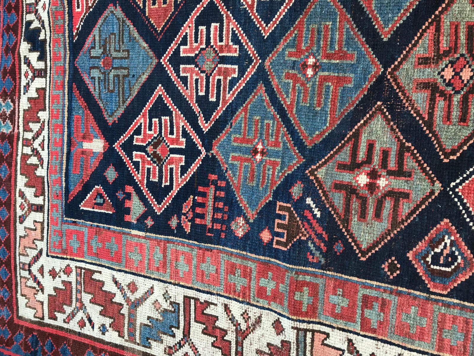 Long Antique Caucasian Rug for sale at Pamono