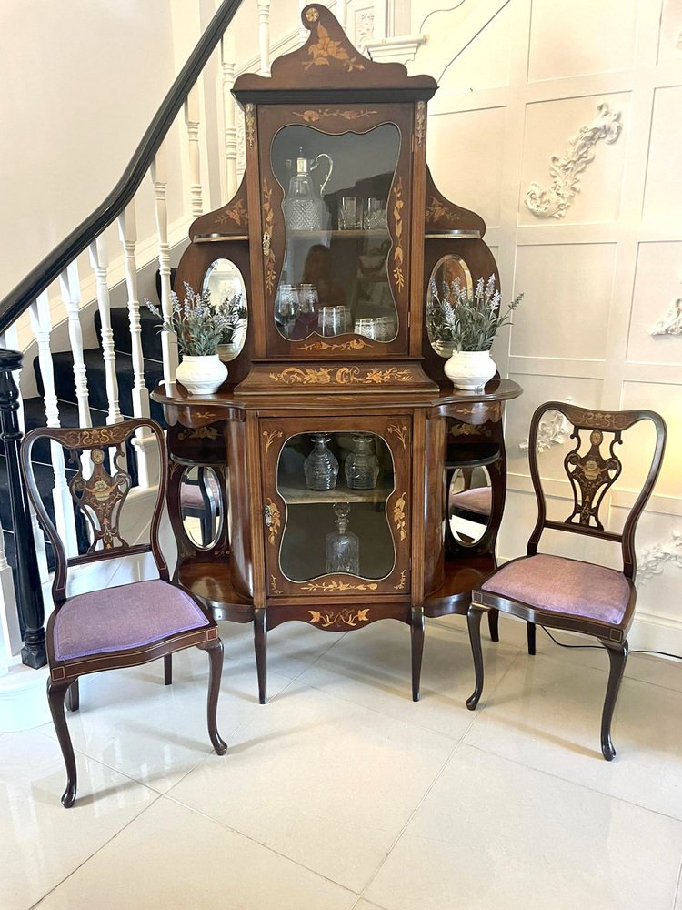 Antique Victorian Mahogany Marquetry Inlaid Display Cabinet, 1880s for ... Antique Victorian Mahogany Marquetry Inlaid Display Cabinet, 1880s for ...