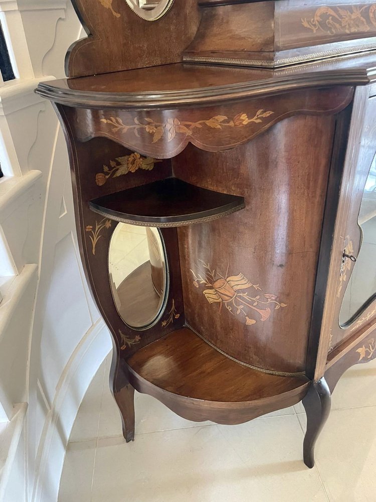 Antique Victorian Mahogany Marquetry Inlaid Display Cabinet, 1880s for ... Antique Victorian Mahogany Marquetry Inlaid Display Cabinet, 1880s for ...
