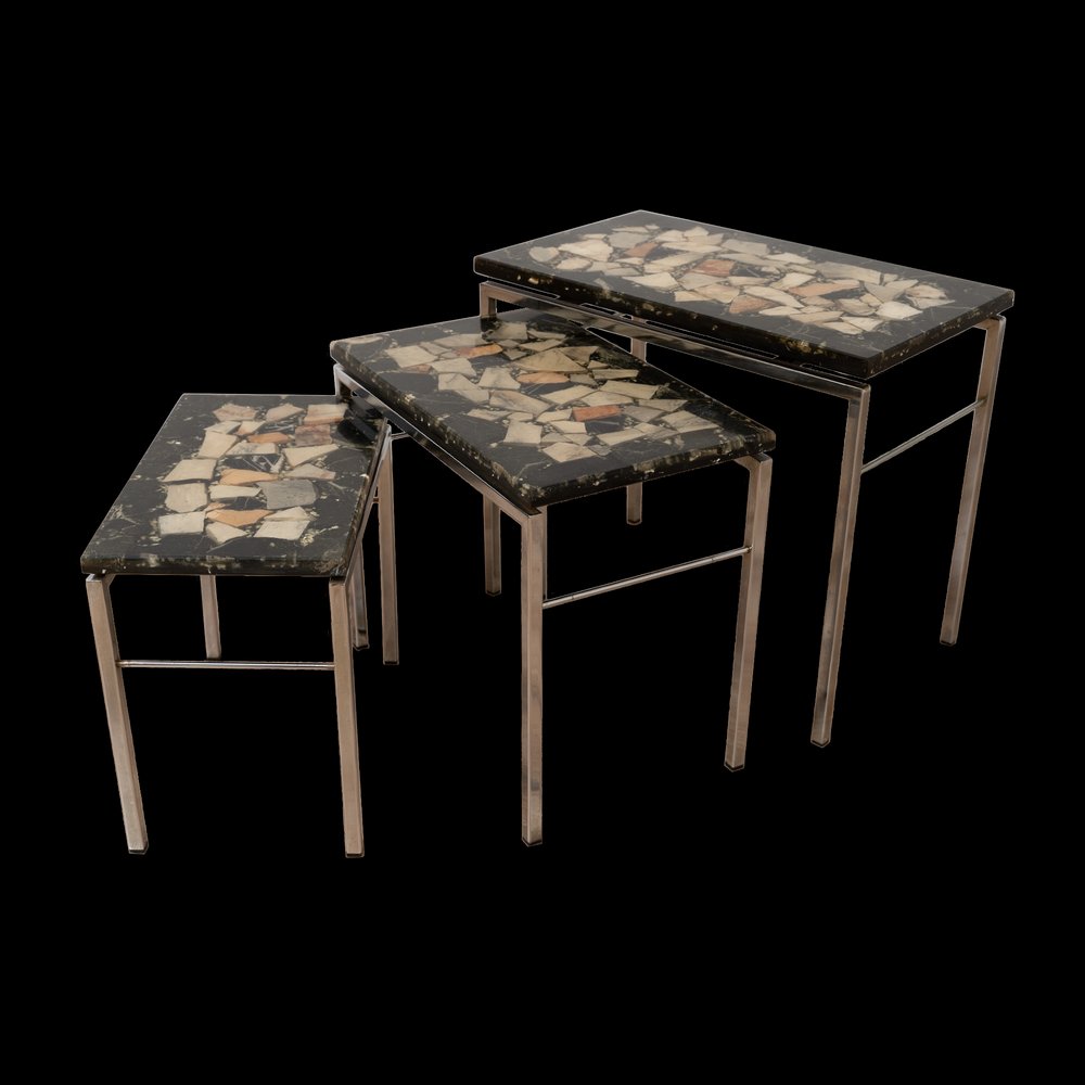 Vintage Stone Nesting Tables, 1960s, Set of 3 for sale at Pamono