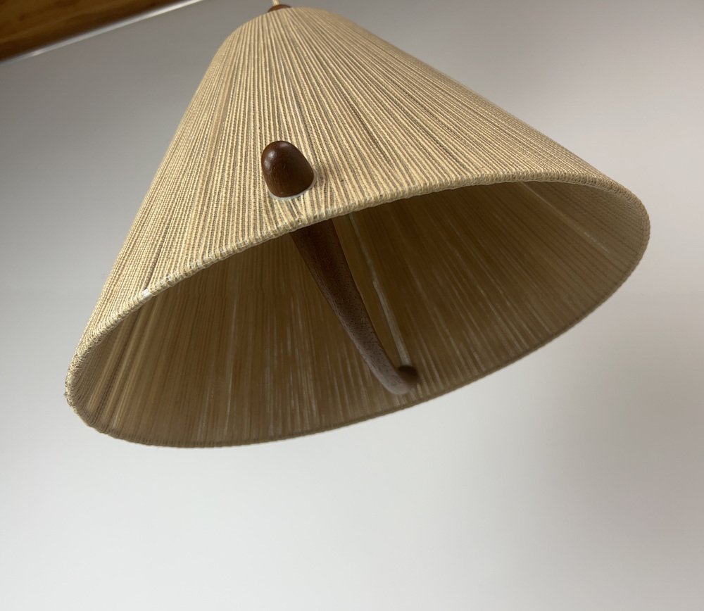 Teak Rope-Raffia Pendant Lamp from Temde, 1960s for sale at Pamono
