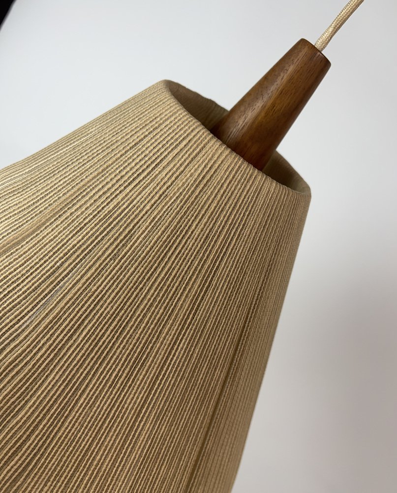 Teak Rope-Raffia Pendant Lamp from Temde, 1960s for sale at Pamono