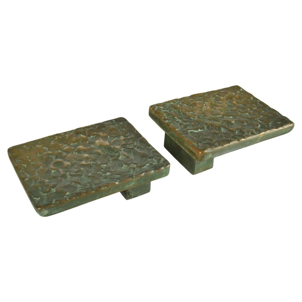 Push Pull Horizontal Door Handles in Bronze with Ripple Relief, 1970s ...