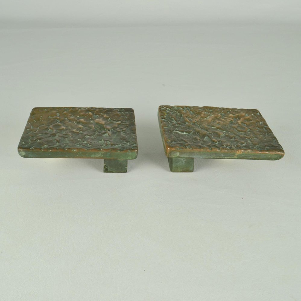 Push Pull Horizontal Door Handles in Bronze with Ripple Relief, 1970s ...