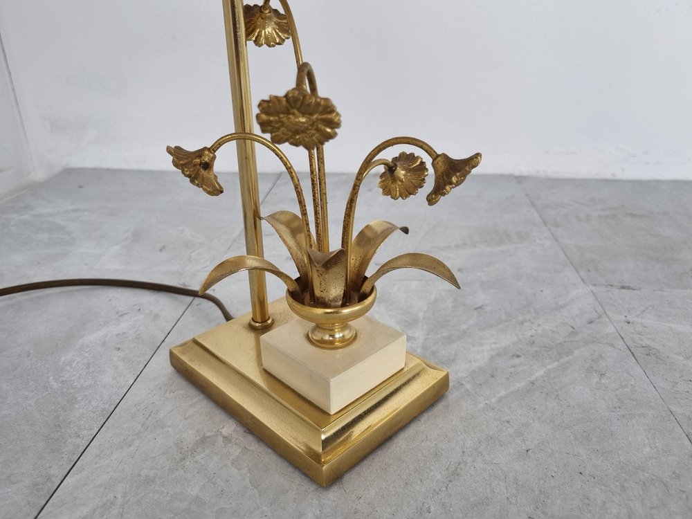 Vintage Brass Flower Table Lamp attributed to Massive, 1970s for sale ...