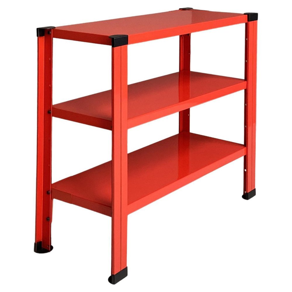 Italian Modern Red Metal Bookcase, 1980s for sale at Pamono