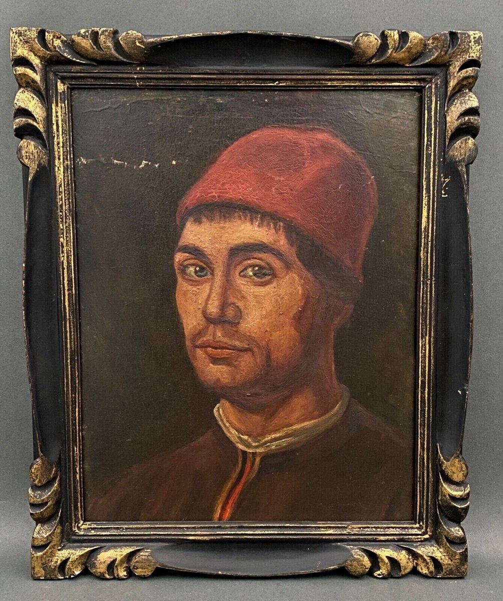 Italian Artist, 16th or 17th Century Figure, 1920s, Oil on Cardboard ...