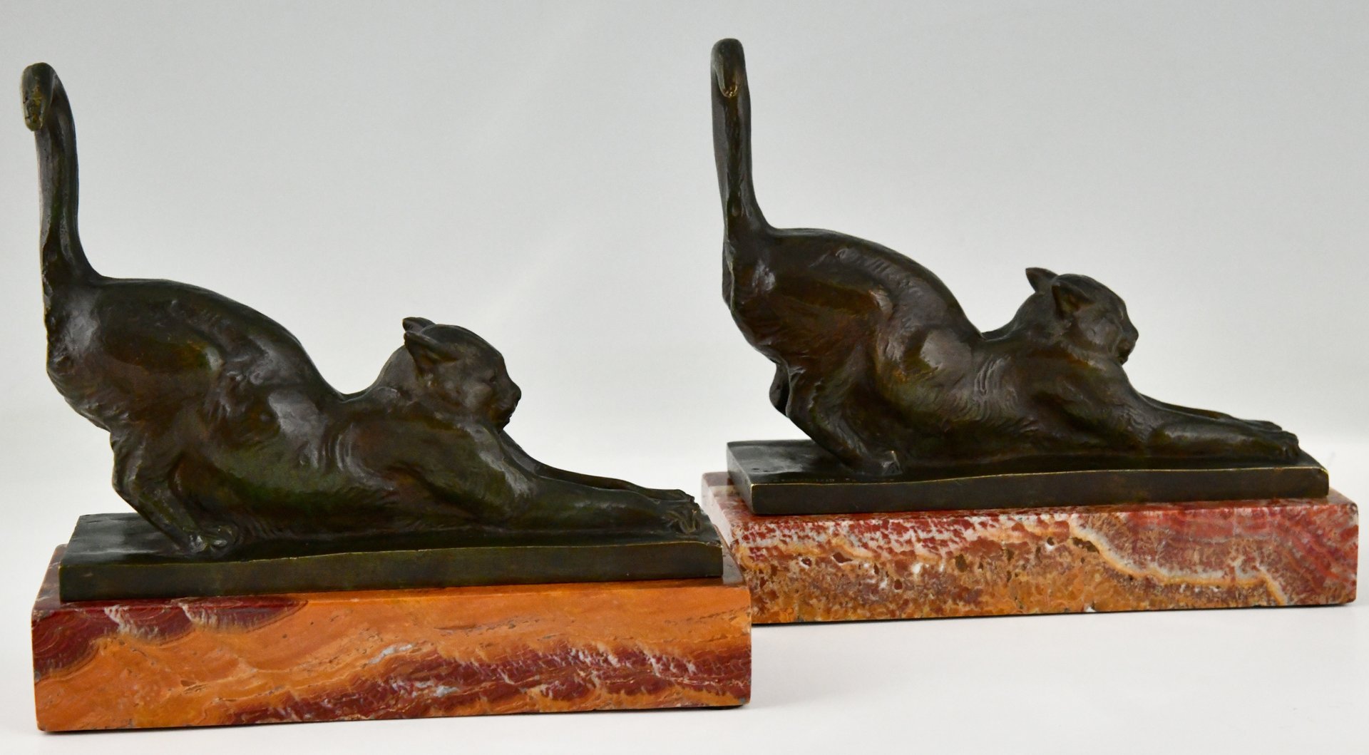 Art Deco Bronze Cat Bookends by Louis Riche for Patrouilleau Foundry ...