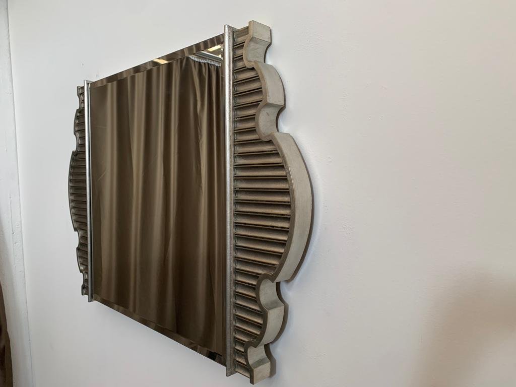 French Eclecticism Mirror in Silver Plating, 1990s for sale at Pamono