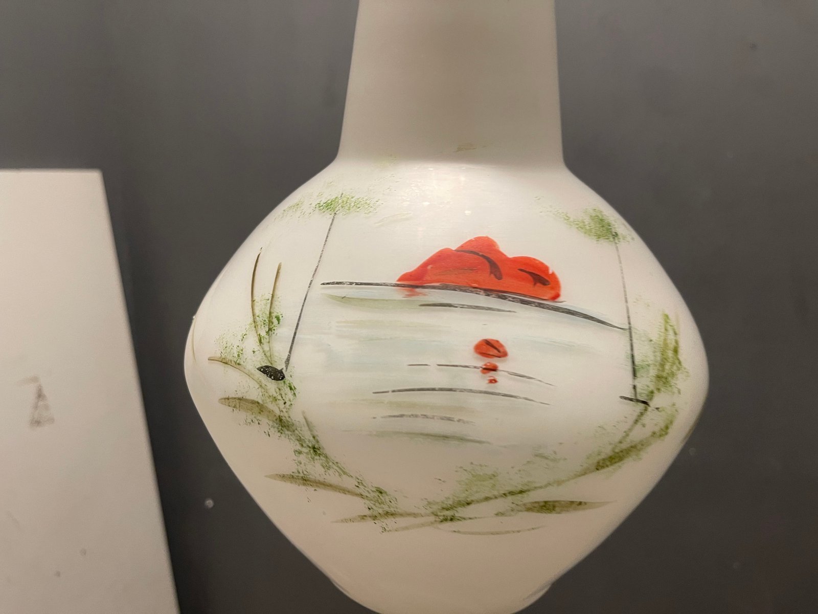 Vintage Italian Opaline Glass Pendant Light, 1950s for sale at Pamono