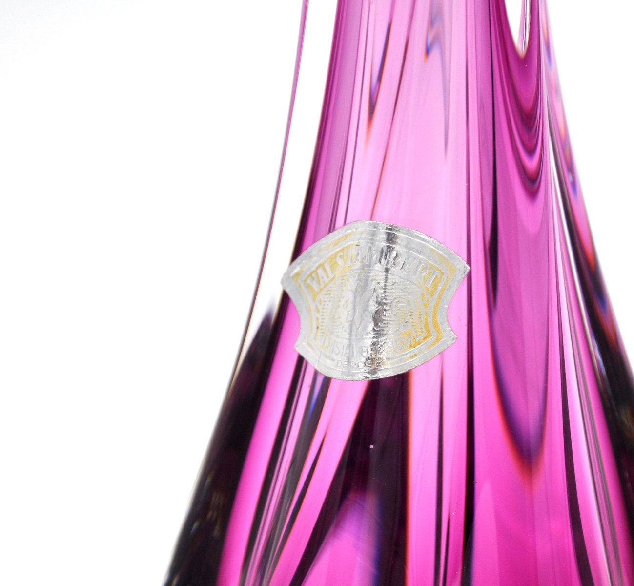 Lila Tischlampe aus klarem Kristallglas von Val Saint Lambert bei ...