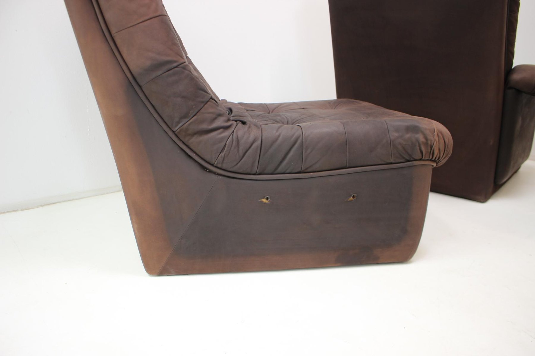 Canapé 5 Places Modulaire en Cuir, 1980s, Set de 5 en vente sur Pamono