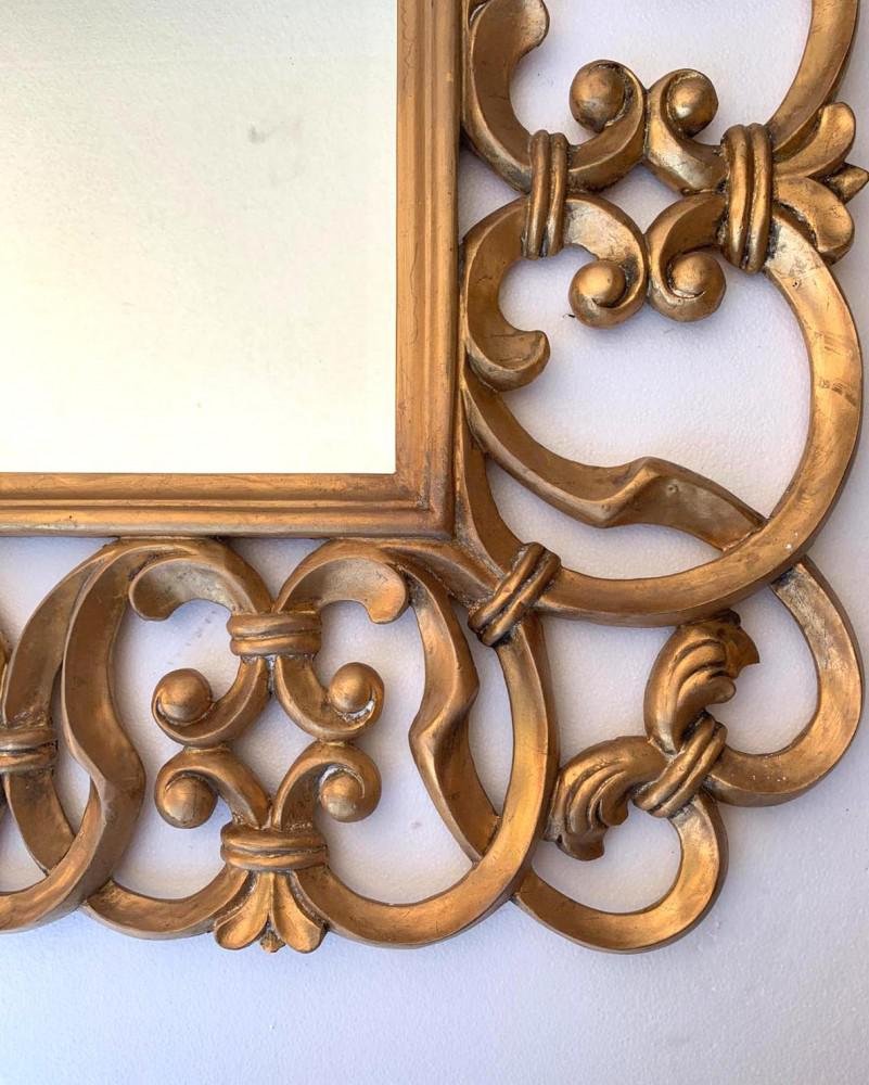 Gilt Gothic Mantle Mirror in Glass Gilded Frame for sale at Pamono