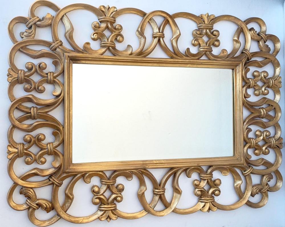 Gilt Gothic Mantle Mirror in Glass Gilded Frame for sale at Pamono
