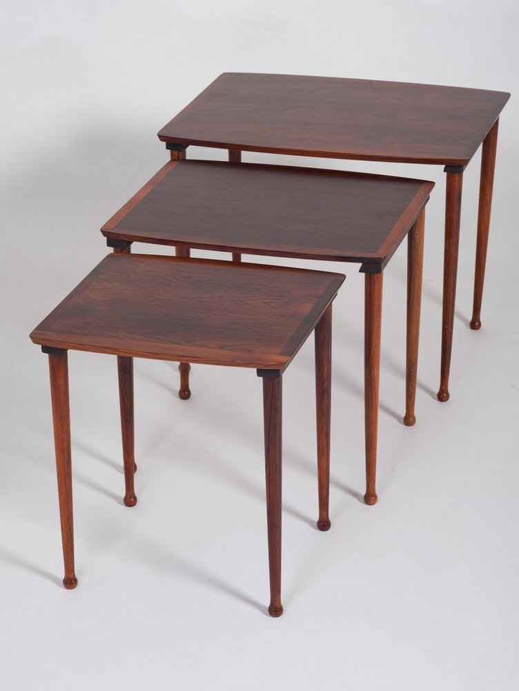 Danish Nesting Tables in Rosewood from Møbel Intarsia, 1960s, Set of 3 ...