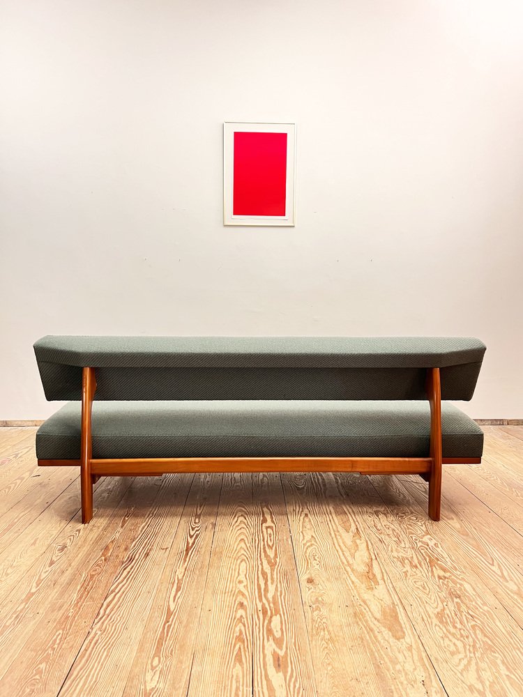 Mid-Century German Three-Seater Sofa in Cherry Wood by Hans Bellmann ...