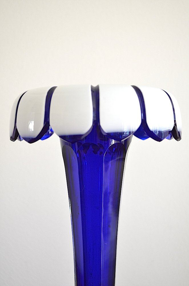 Art Nouveau Scandinavian Blue Glass Vase, Denmark, 1890s for sale at Pamono