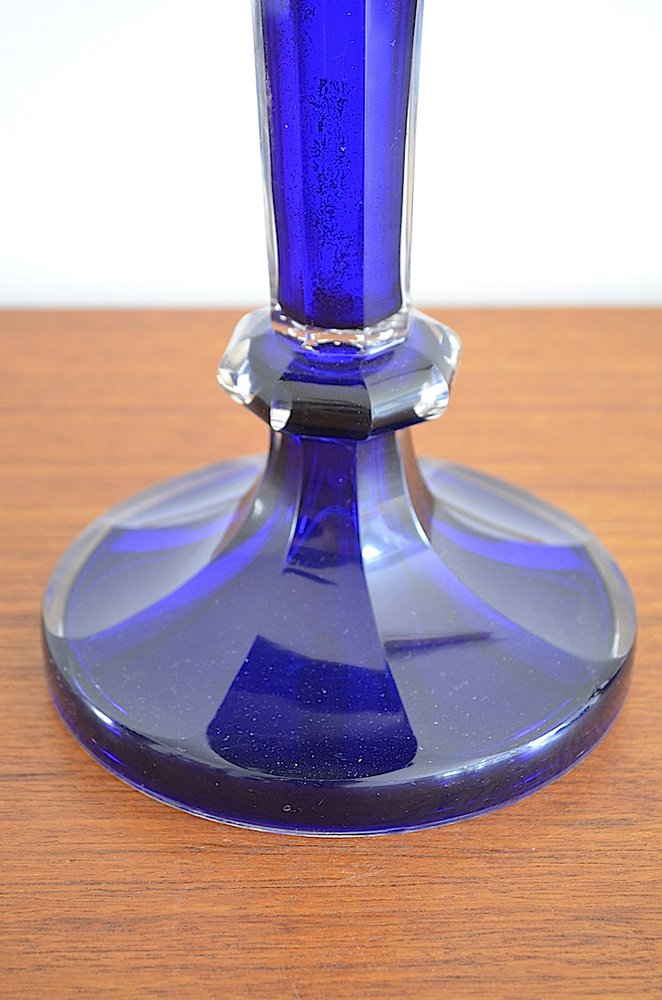 Art Nouveau Scandinavian Blue Glass Vase, Denmark, 1890s for sale at Pamono