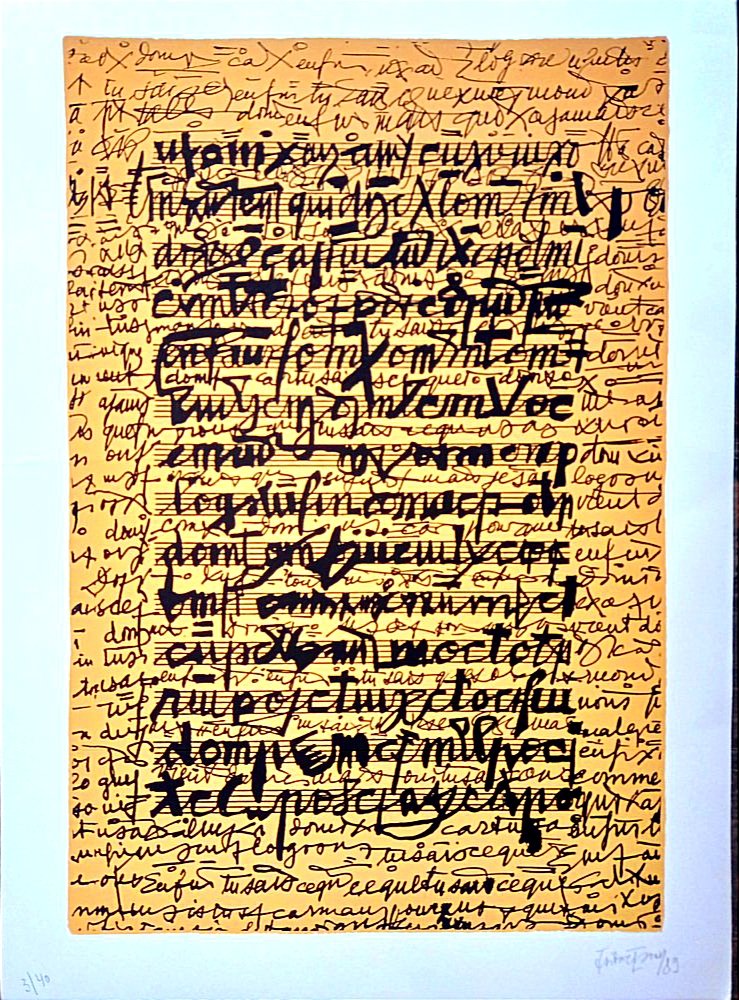 Isidore Isou, Lettrist Composition, 1989, Lithograph for sale at Pamono