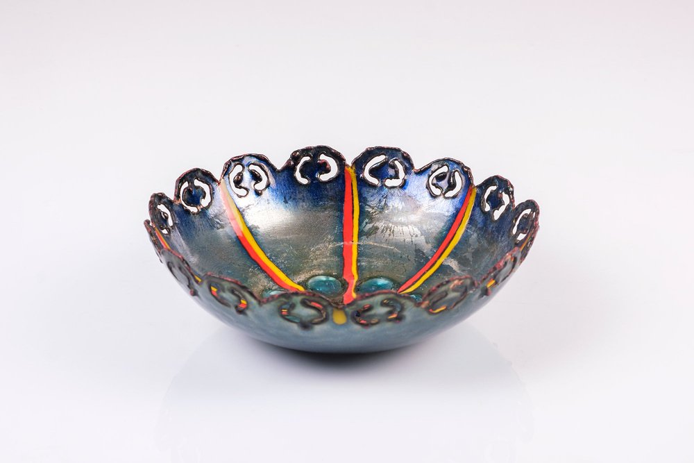 Enameled Copper Bowl by Studio Cellini Pesaro, Italy for sale at Pamono