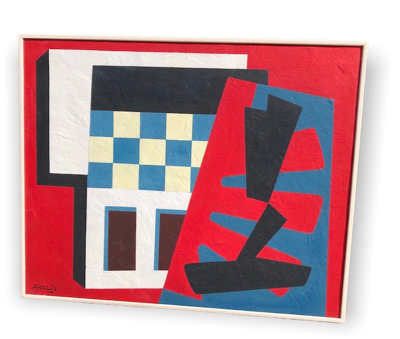 Georges Lévêque Dit Gerles, Abstract Composition, 1995, Oil on Panel in ...
