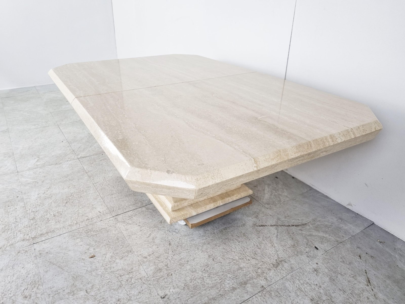 Vintage Travertine Hidden Bar Coffee Table, 1970s for sale at Pamono
