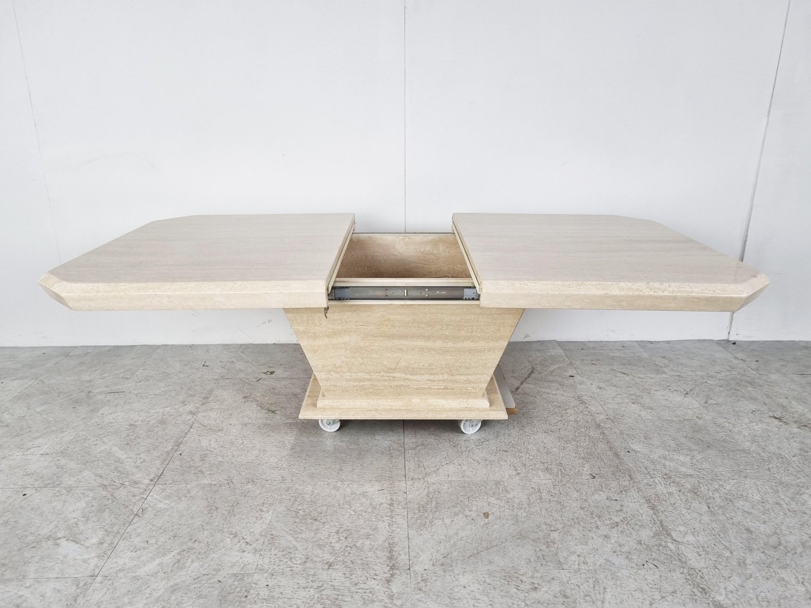 Vintage Travertine Hidden Bar Coffee Table, 1970s for sale at Pamono